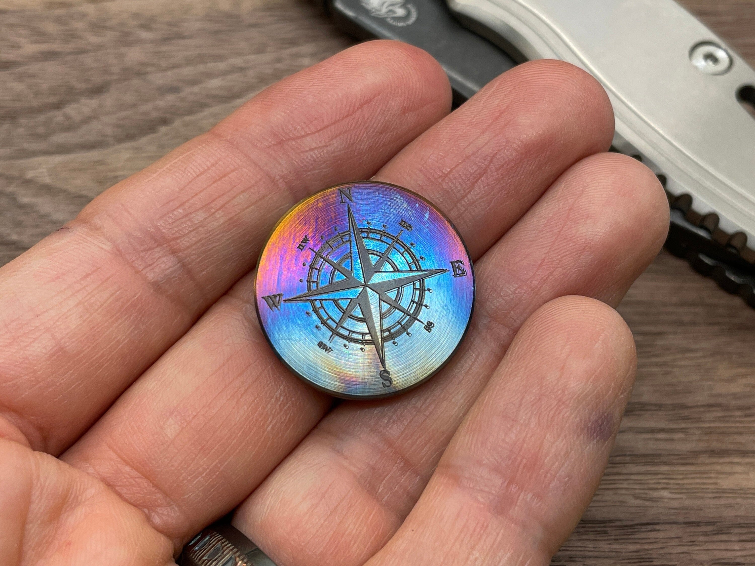 Flamed COMPASS Engraved Stainless Steel Coin for Billetspin Gambit ...